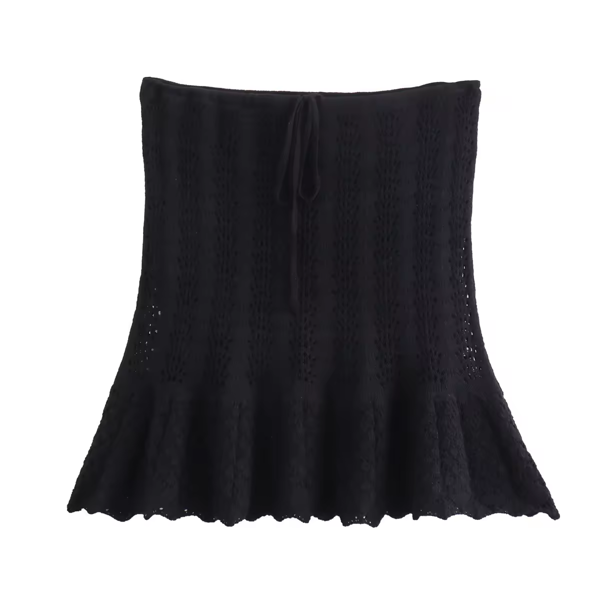 Gail Black Eyelet Knitted Mermaid Mini Skirt – Love, Ara