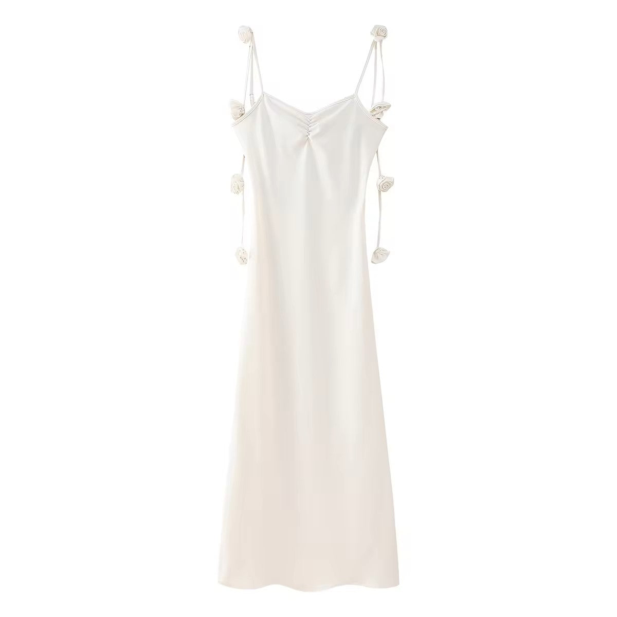 Isabeau Dream White Spaghetti Shoulder Straps Decorated with Pretty Ro ...