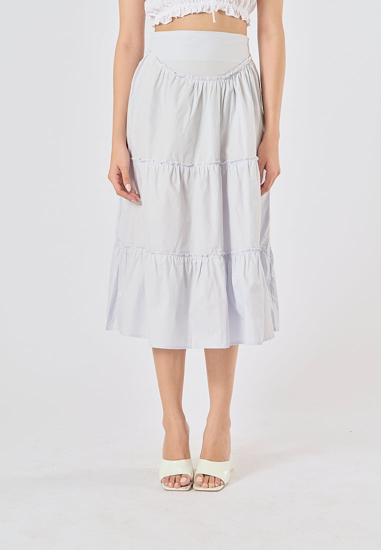 Aeris Light Blue Zipper Fly Patchwork Design Long Skirt – Love, Ara