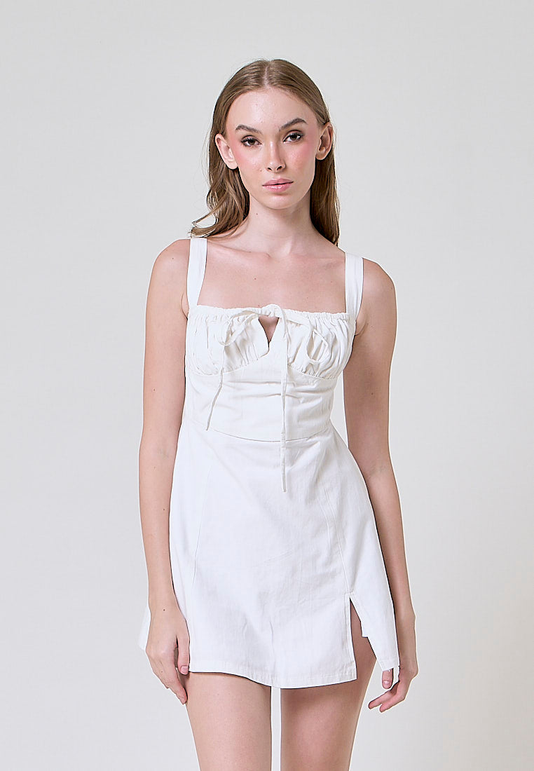 Aradia White Front Slit Mini Dress – Love, Ara