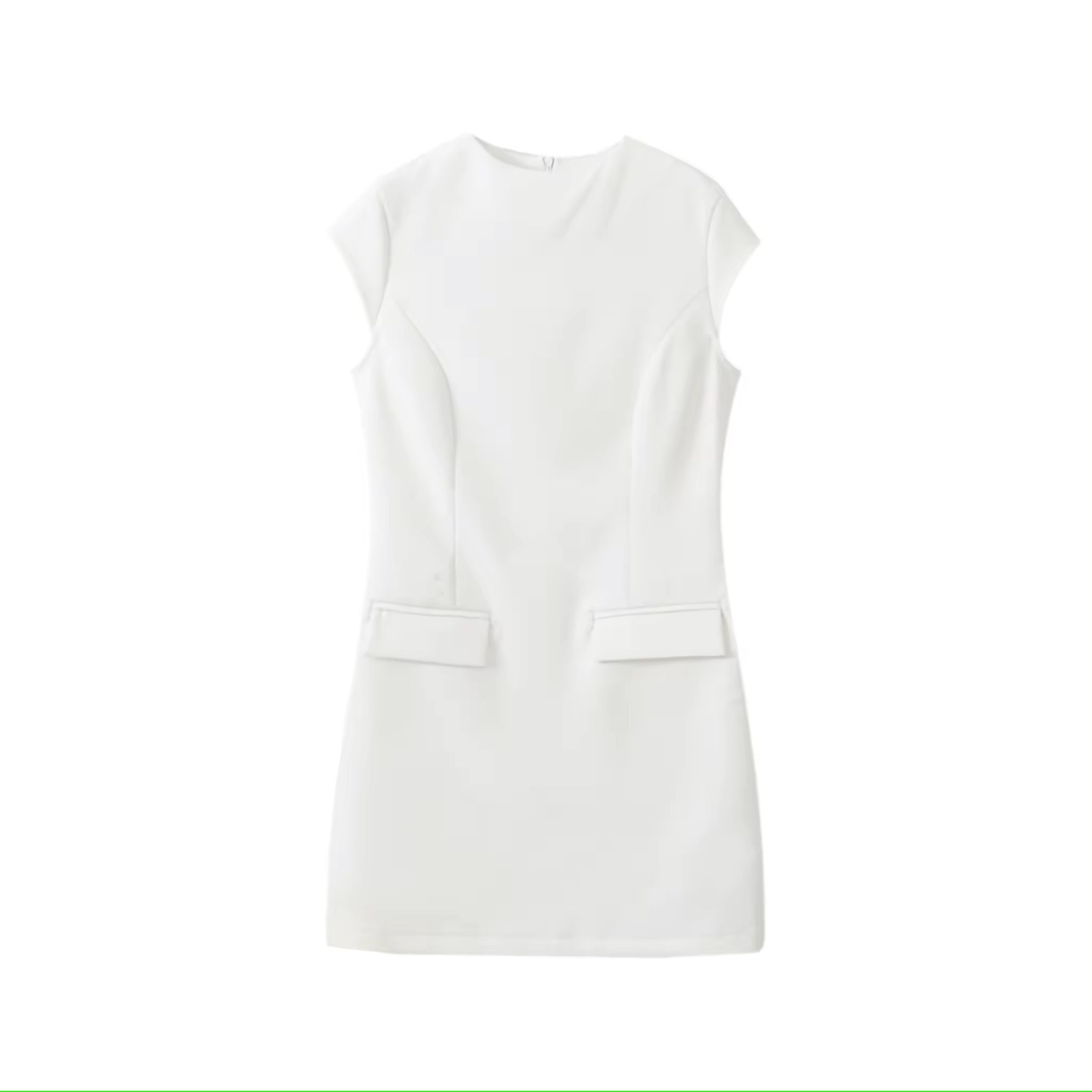 Storm White Crew Neck Sleeveless Zipper Fly Casual Mini Dress – Love, Ara